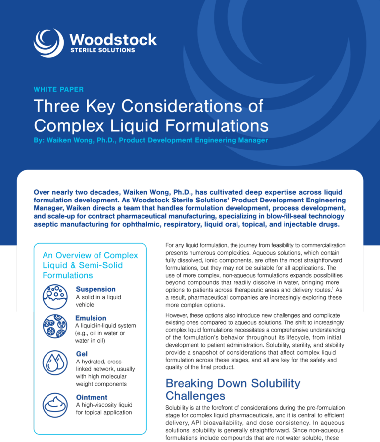 Complex Liquid Formulations | Woodstock Sterile Solutions