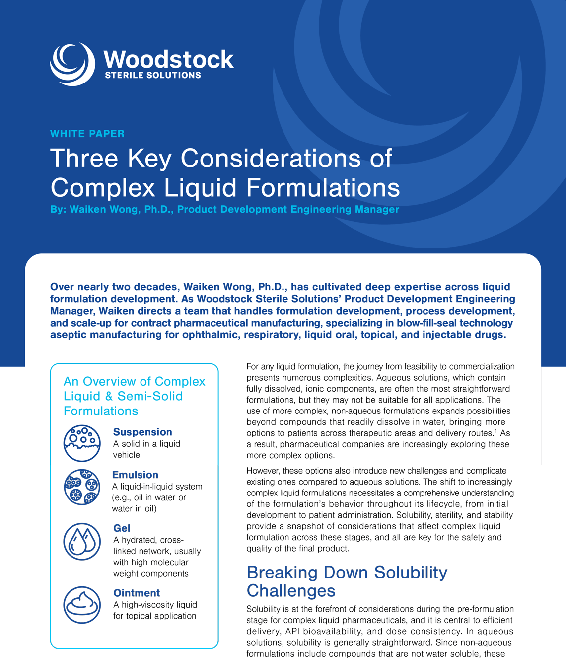 Complex Liquid Formulations | Woodstock Sterile Solutions